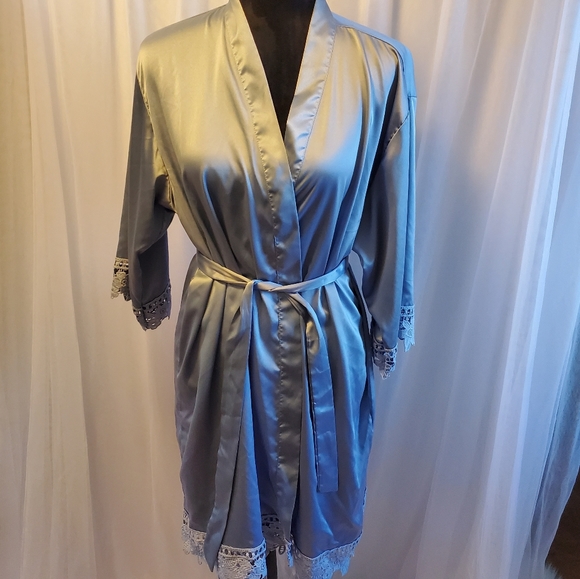Intimates & Sleepwear | Vintage Silky Blue Robe | Poshmark